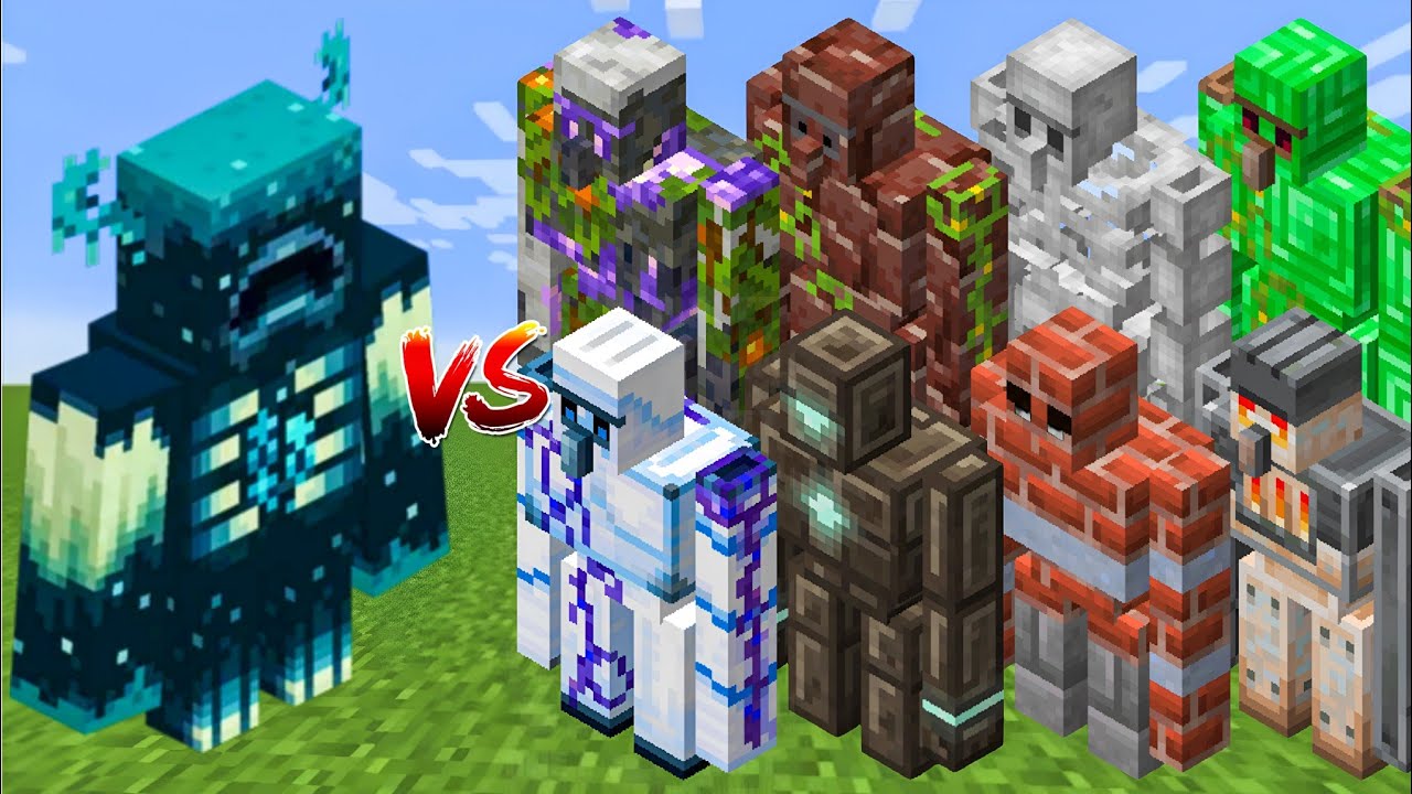 Warden Vs All Extra Golems Minecraft Mobs Battle Youtube