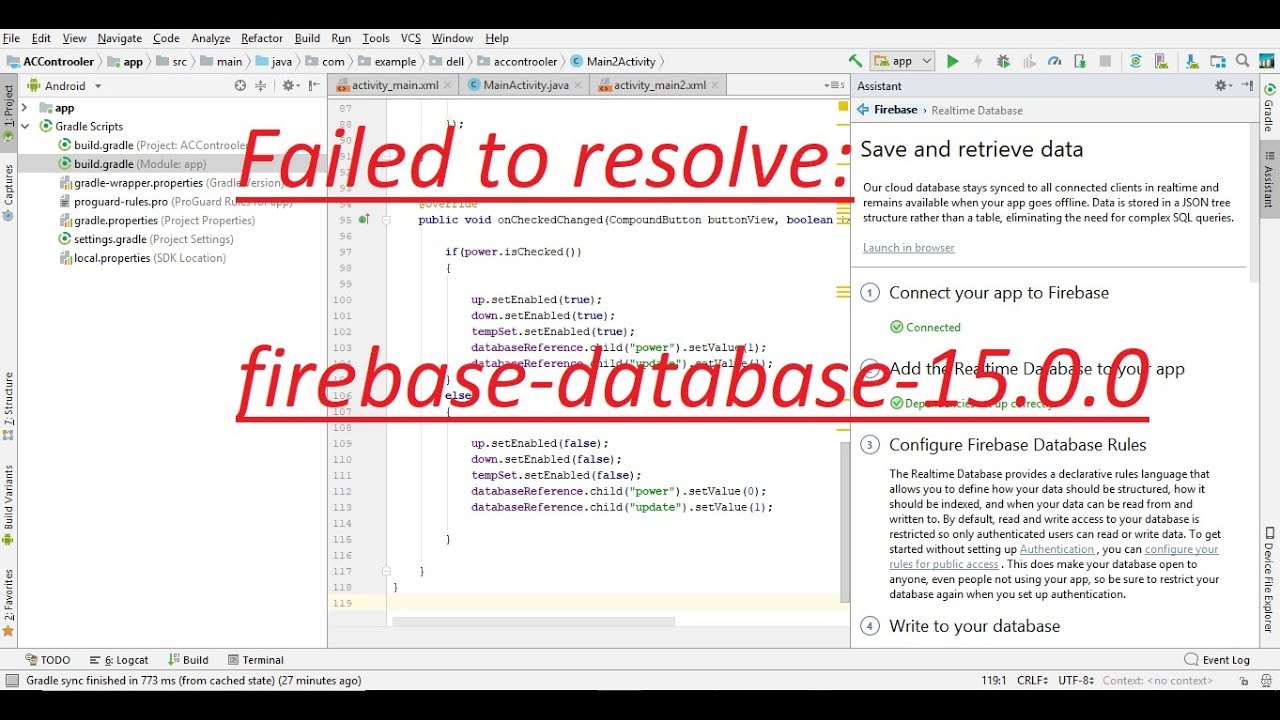 Failed To Resolve Firebase Database 15 0 0 Android Studio Youtube