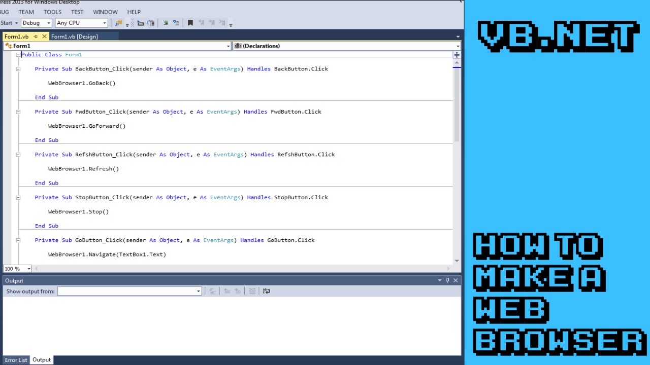 Visual Basic 1 Basic Web Browser Tutorial Youtube