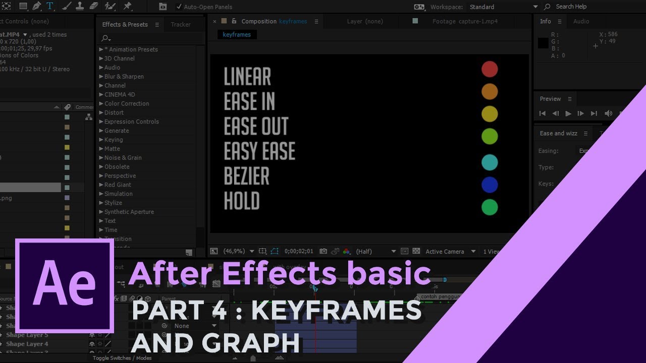 After Effects Basic Tutorial Keyframes Graph Aetutorials Youtube