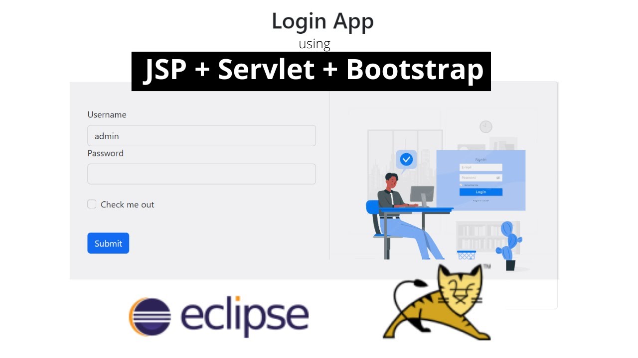 Simple Login Using Jsp Servlet Bootstrap Eclipse Tomcat Youtube