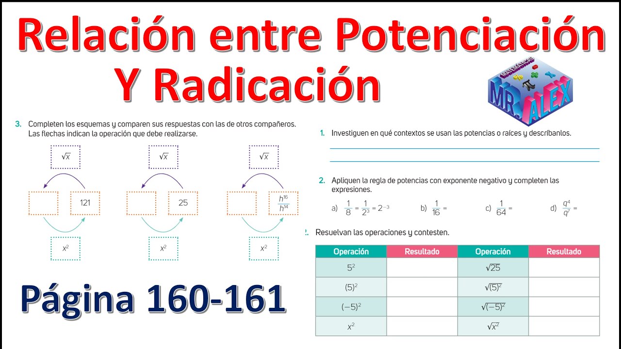 Relación Entre Potenciación Y Radicación Página 160 Y 161 Youtube