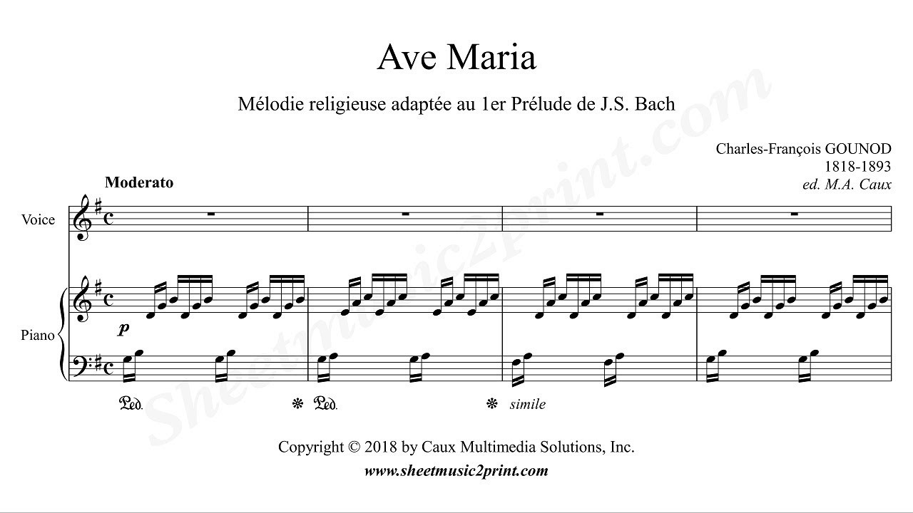 Gounod Ave Maria G Major Accordi Chordify