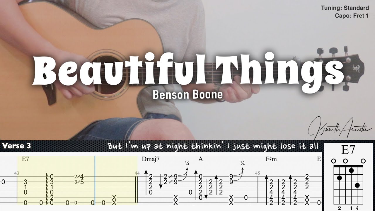 Beautiful Things Benson Boone Fingerstyle Guitar Tab Chords