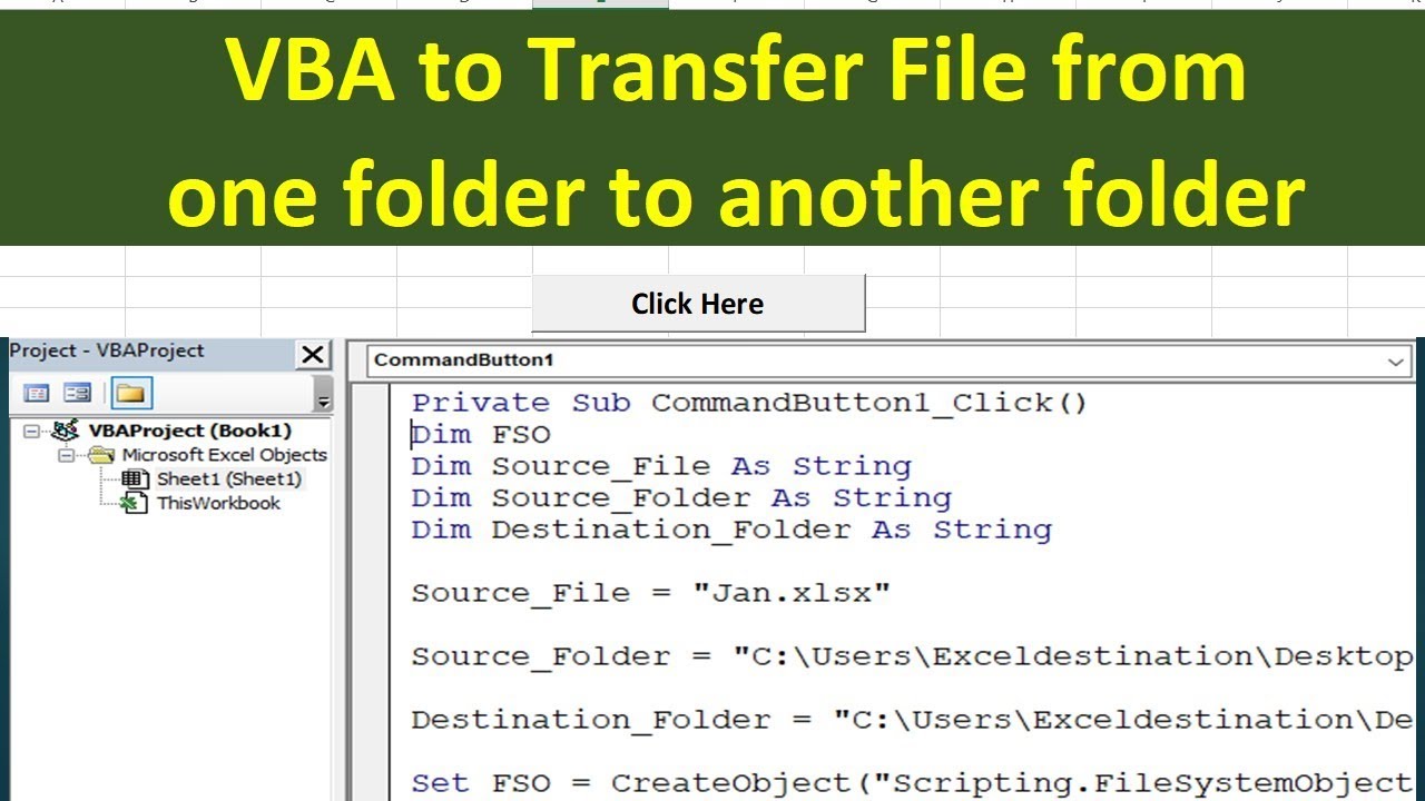 Vba To Copy File From One Folder To Another Folder Excel Vba Tutorial