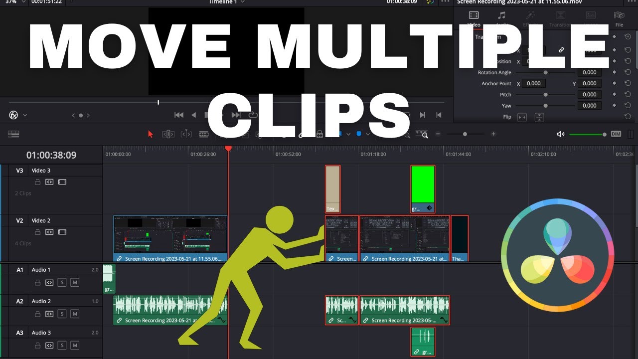 How To Select And Move All Clips To The Right In Davinci Resolve 18