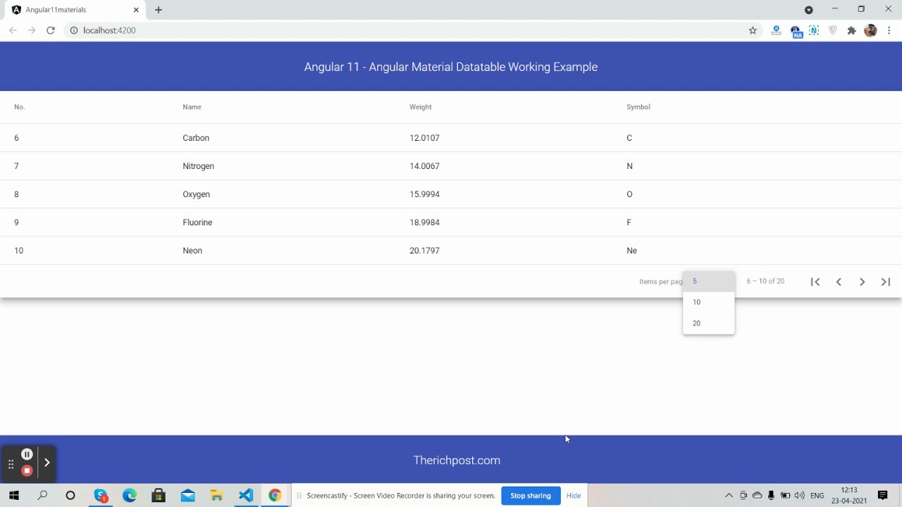 Angular 11 Material Data Table Working Demo Youtube