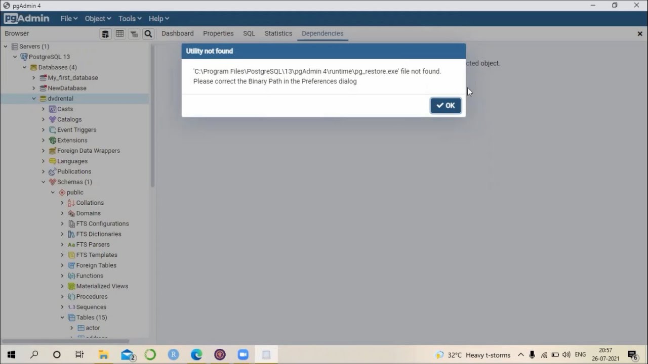 Unable To Restore Import Given Database Sql Postgresql Pgadmin 4