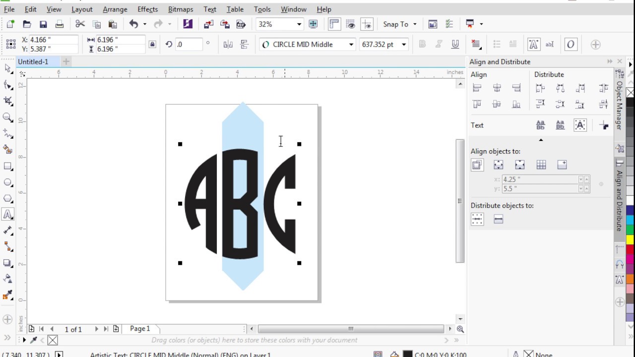True Type Circle Monogram Font In Coreldraw Youtube