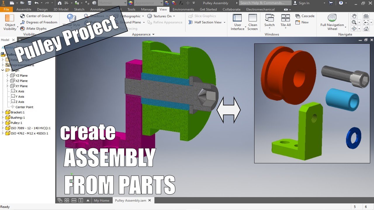 Inventor Beginner Tutorial Part 3 6 Assemble Parts Assembly And