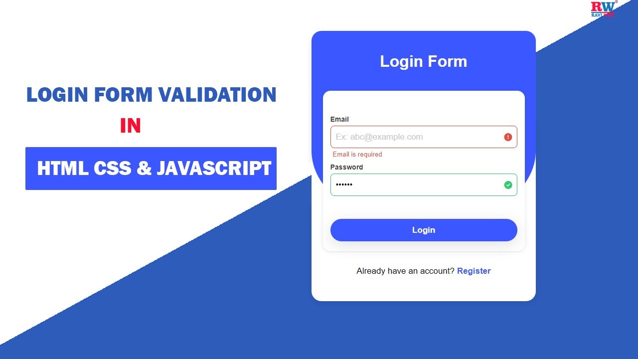 How To Create A Login Form Validation With Error Message Using Html Css