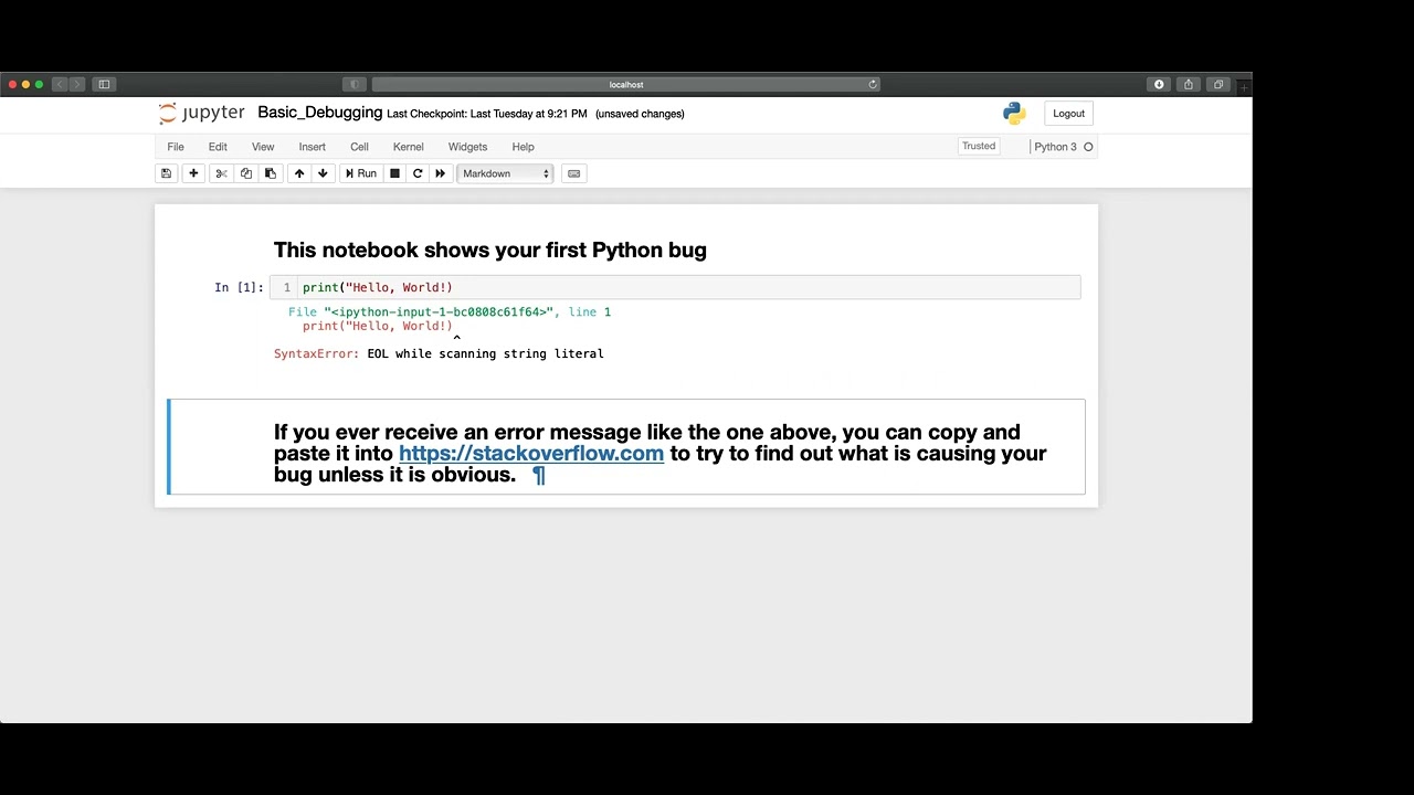 Basic Debugging In Python Youtube