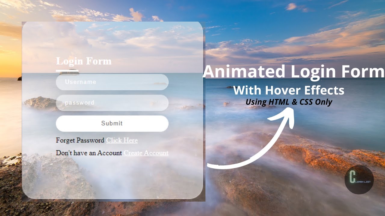 How To Make Animated Login Form With Hover Effects Using Html Css
