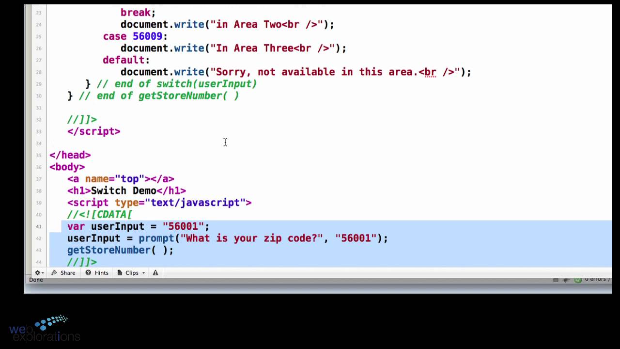 Javascript Using The Switch Statement Youtube
