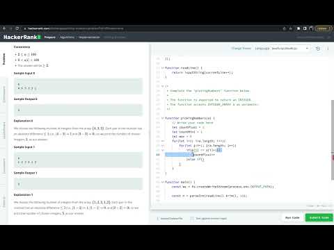 Hackerrank Algorithm Solution Picking Numbers Javascript Youtube