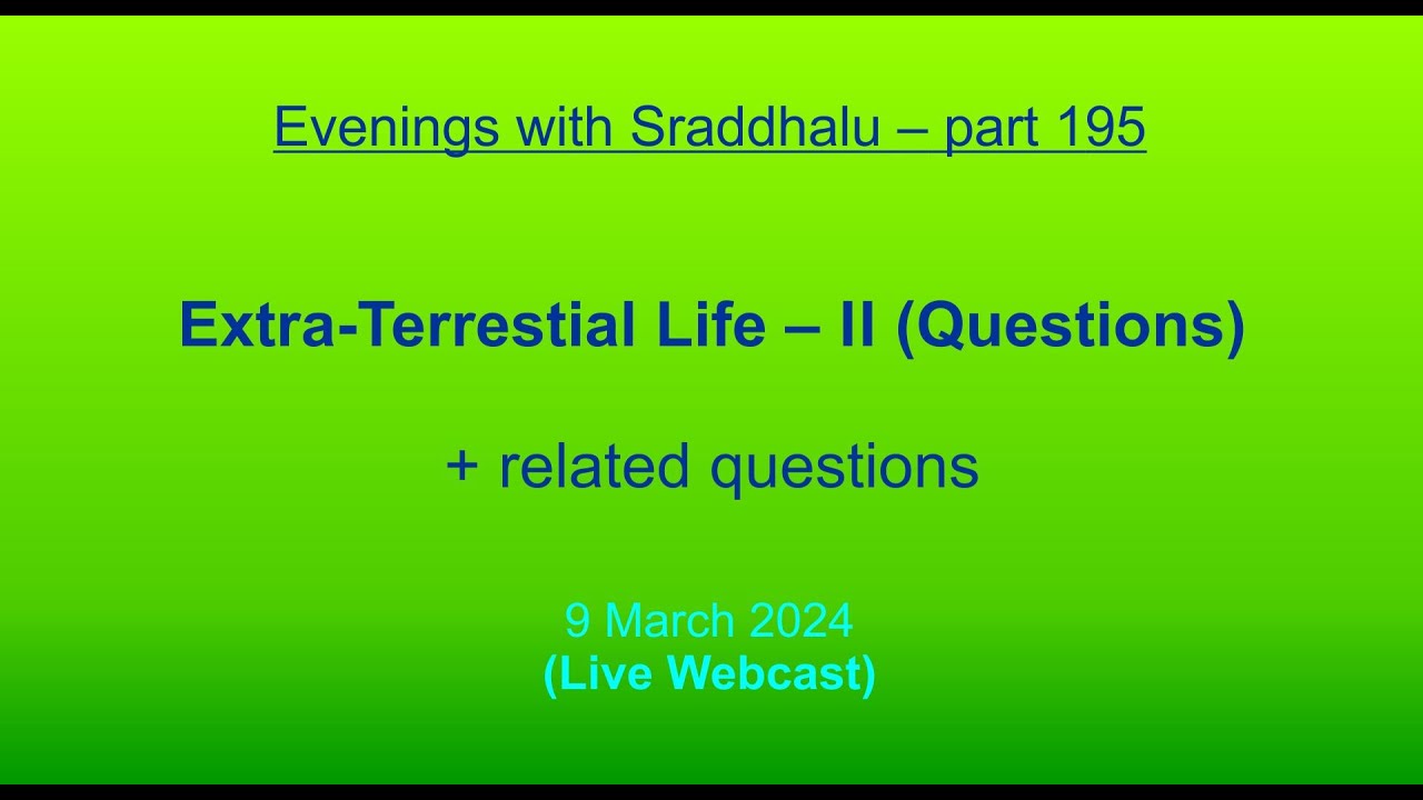 Ews 195 Extra Terrestrial Life Ii Questions Evenings With