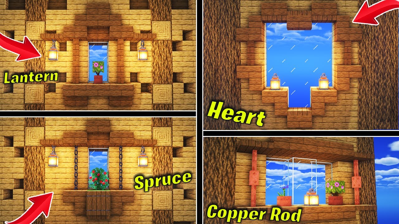 12 1 Simple Window Decoration Design Idea Minecraft Tutorial Youtube