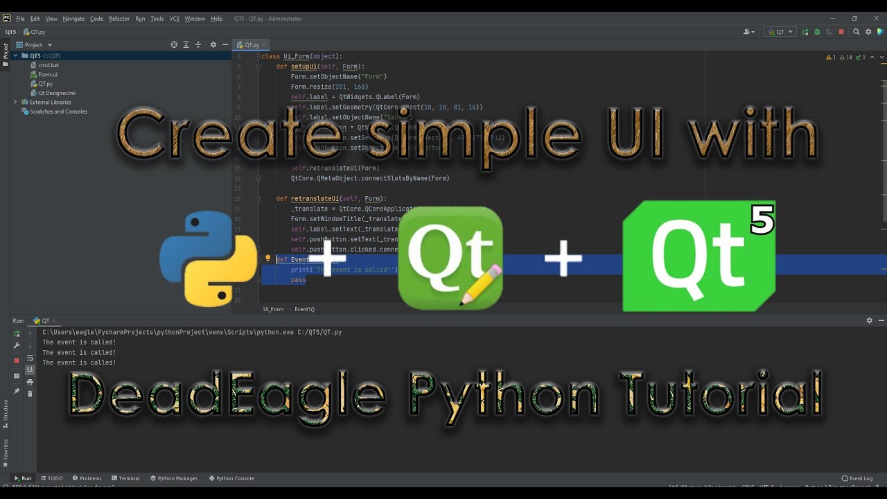 How To Create Simple Ui With Pyqt5 Qtdesigner Python Tutorial Youtube