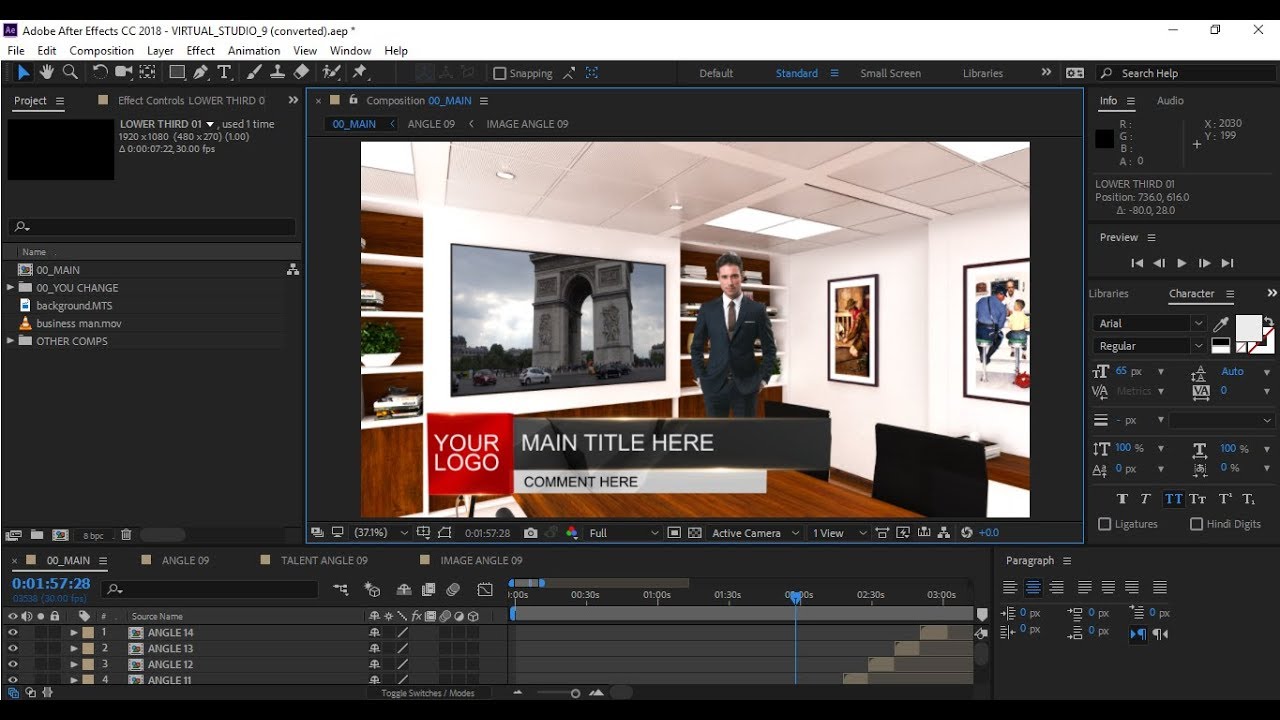 After Effects Template Tutorial Virtual Studio 9 Bluefx Youtube