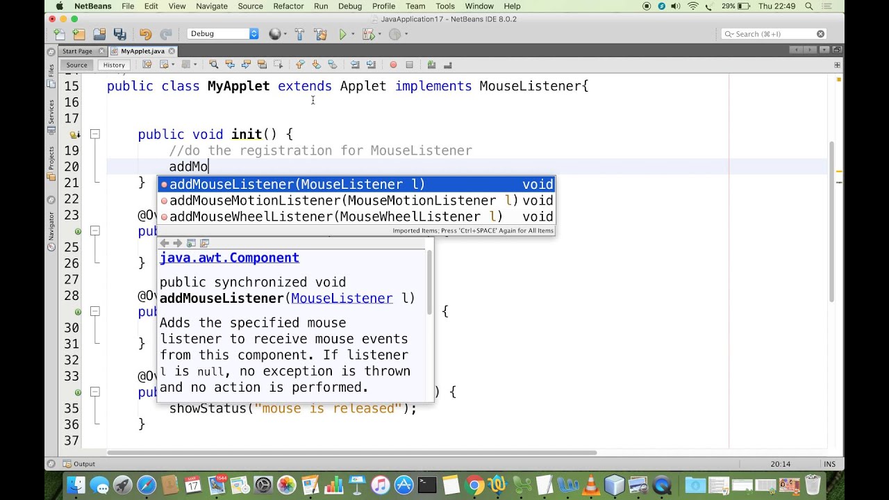 Mouse Event Handling Youtube