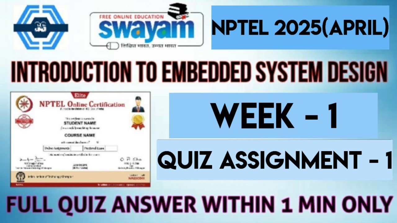 Introduction To Embedded System Design Nptel 2025 April Week 1