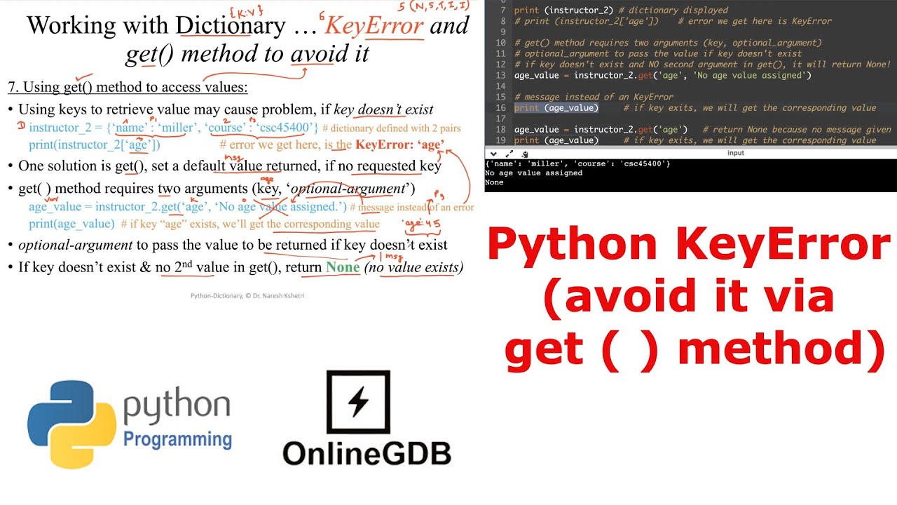 Python Keyerror Avoid Via Get Method Youtube