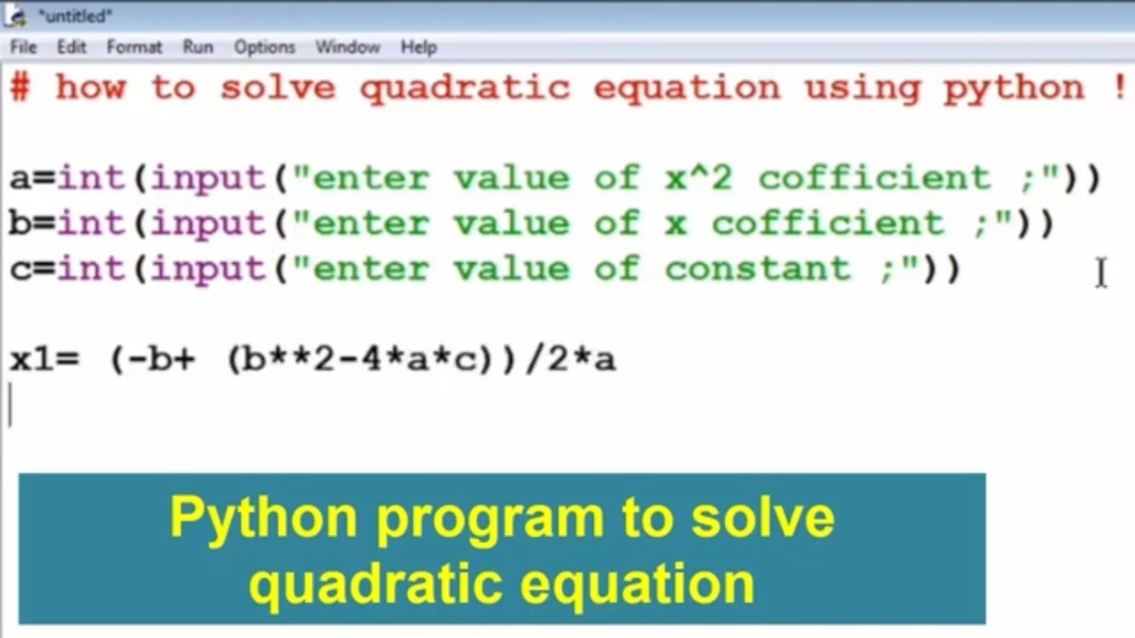 Python Program To Solve Quadratic Equation Learn Python Language