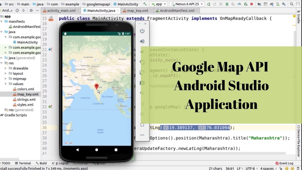 Using Google Map Api In Android Studio Application Youtube