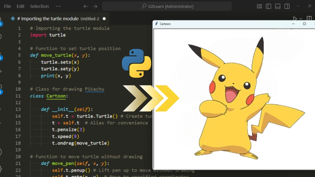How To Draw Pikachu Using Python Turtle Graphics Draw Pikachu Using