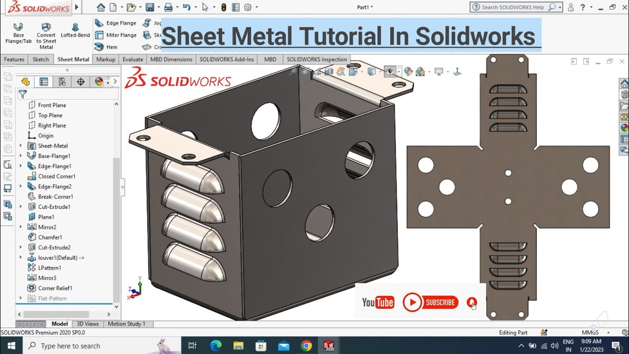 Solidworks Sheet Metal Tutorial Basics 2023 Solidworks Autocad