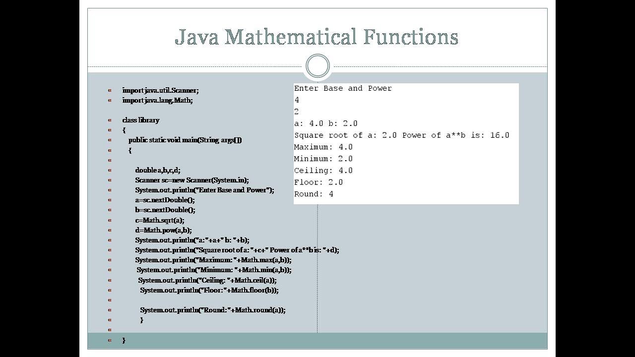 Java Mathematical Functions Youtube