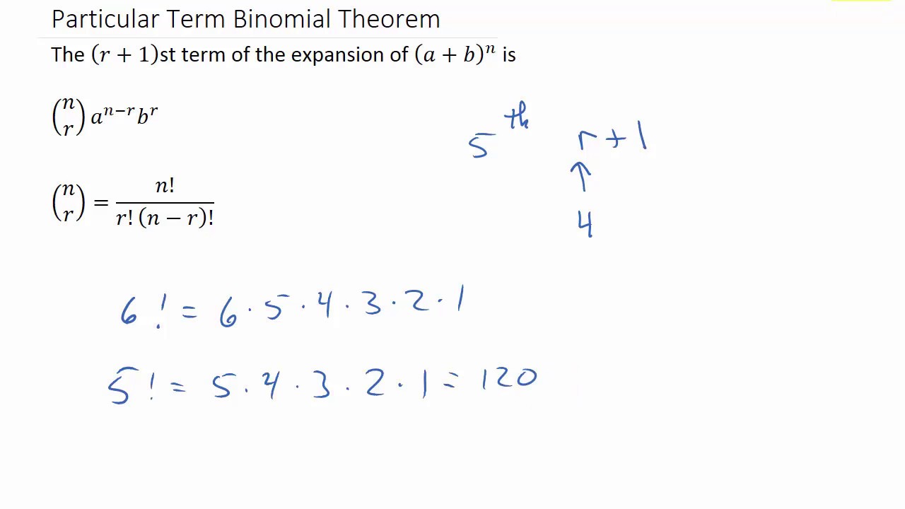 Binomial Theorem Finding A Specific Term Example 1 Youtube