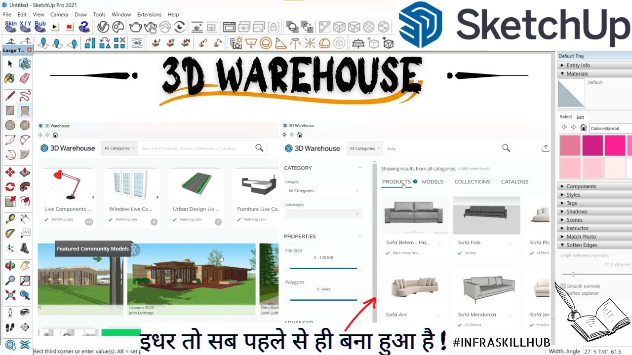 Sketchup Tutorial 9 3d Warehouse Infra Skill Hub Youtube