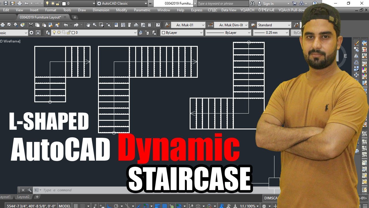 Autocad Dynamic Staircase Tutorial 1 Youtube