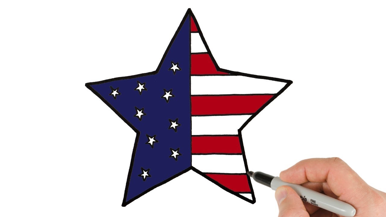 How To Draw Star Us Flag Memorial Day Drawings Youtube
