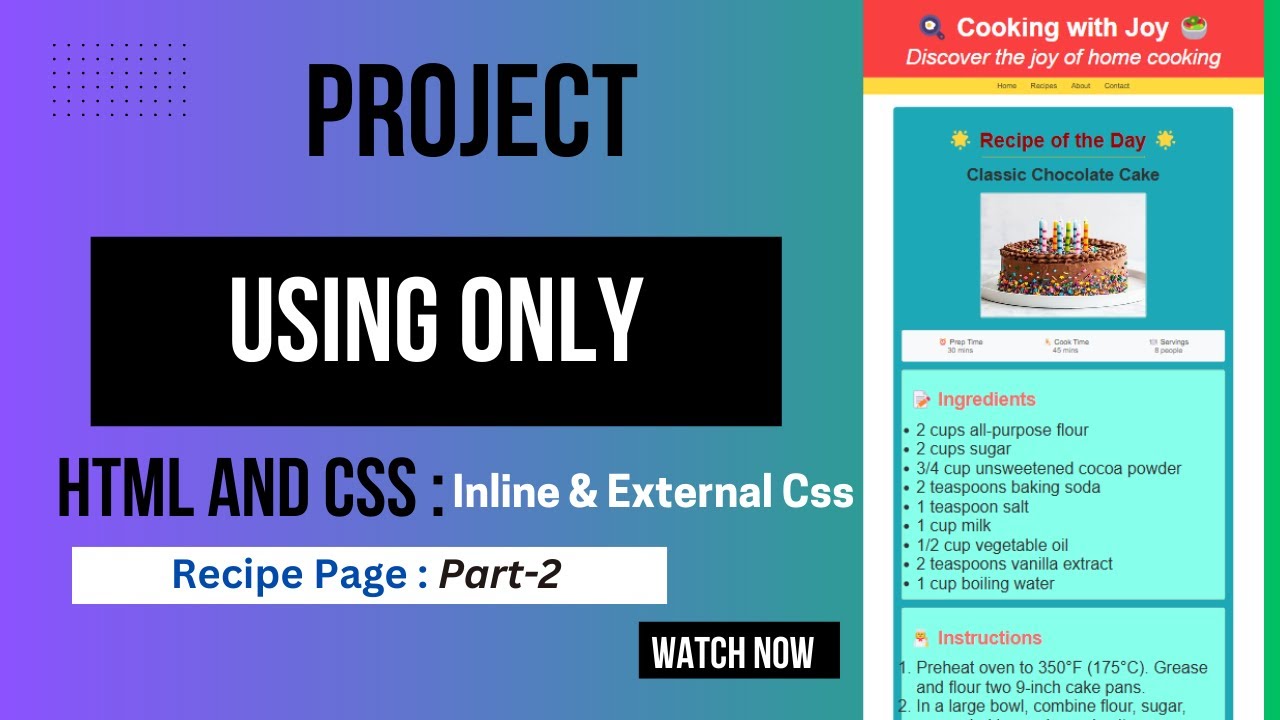 Recipe Project Using Html And Css Part 2 Web Development Youtube