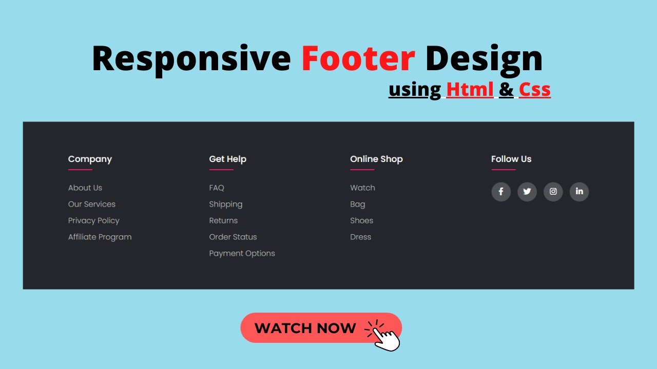 How To Make Responsive Website Footer Design Using Html And Css In 10