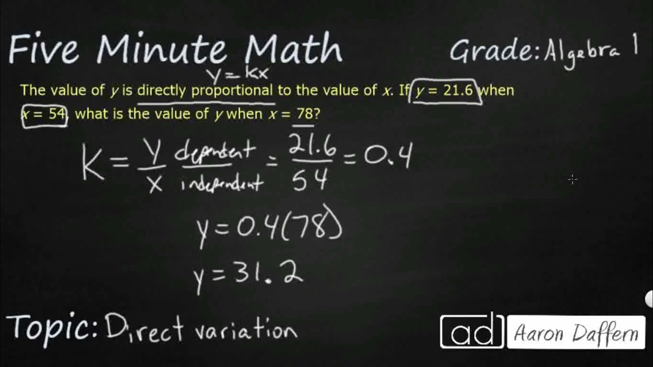 Algebra 1 Direct Variation