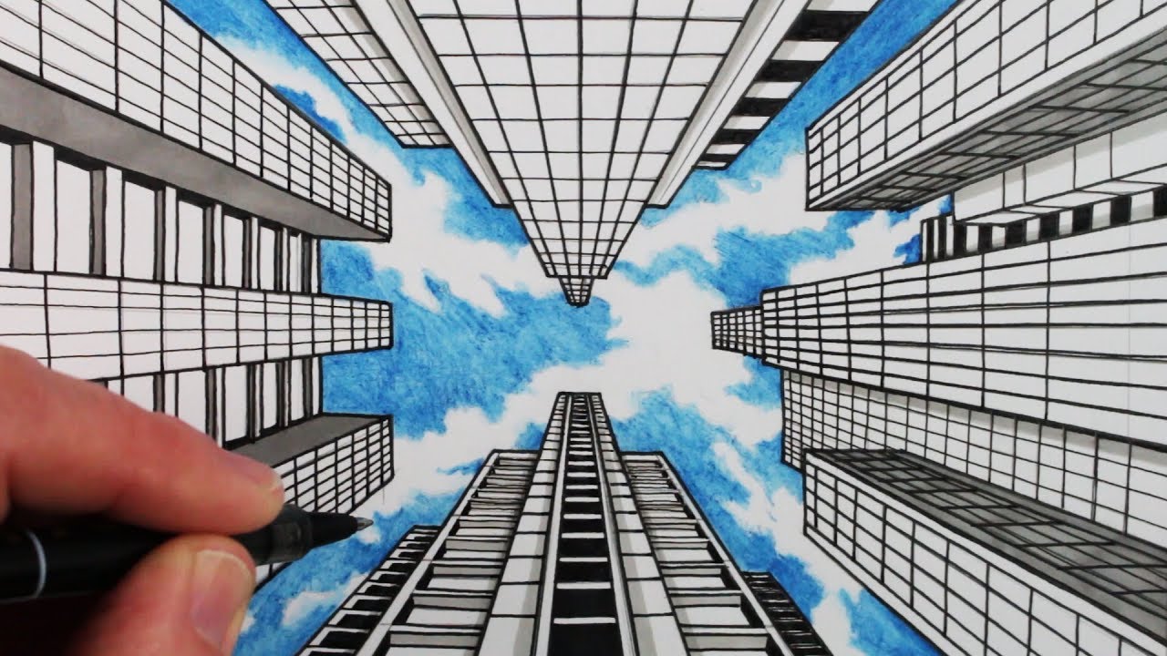 How To Draw Buildings One Point Perspective