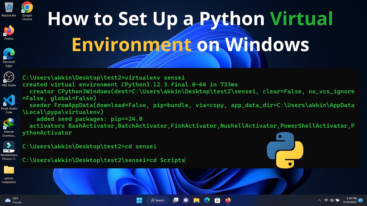 How To Set Up A Python Virtual Environment On Windows Youtube