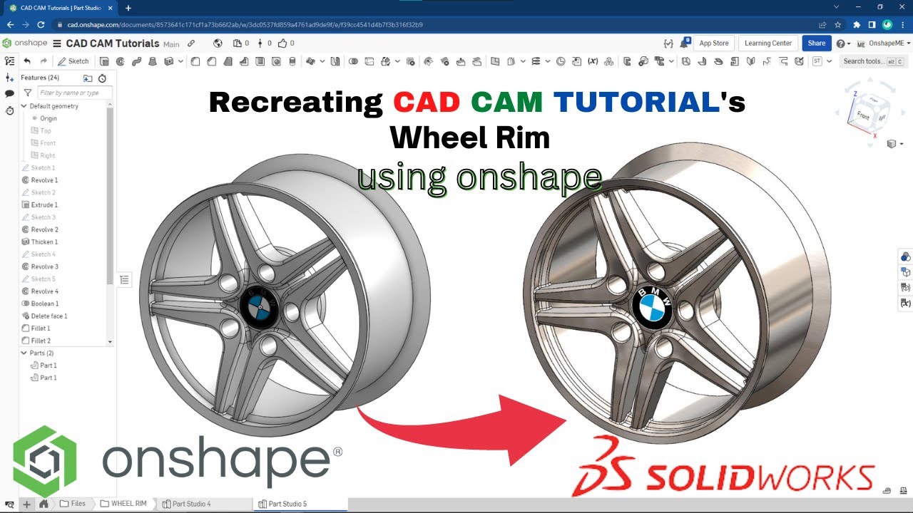 Onshape Tutorial Wheel Rim Youtube