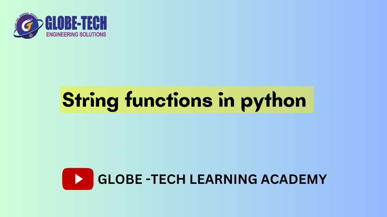 String Function In Python Part 1 Youtube