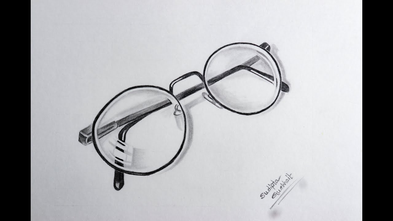How To Draw Realistic Sunglasses Draw A Glasses With Pencil Sun