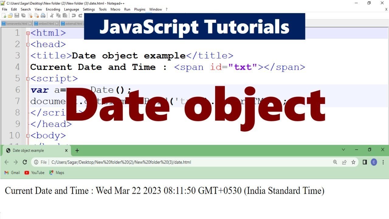 Program To Demonstrate The Use Of Date Object In Javascript Youtube