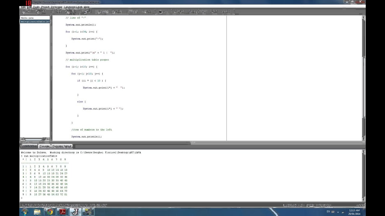 Multiplication Table Java Assignment Youtube