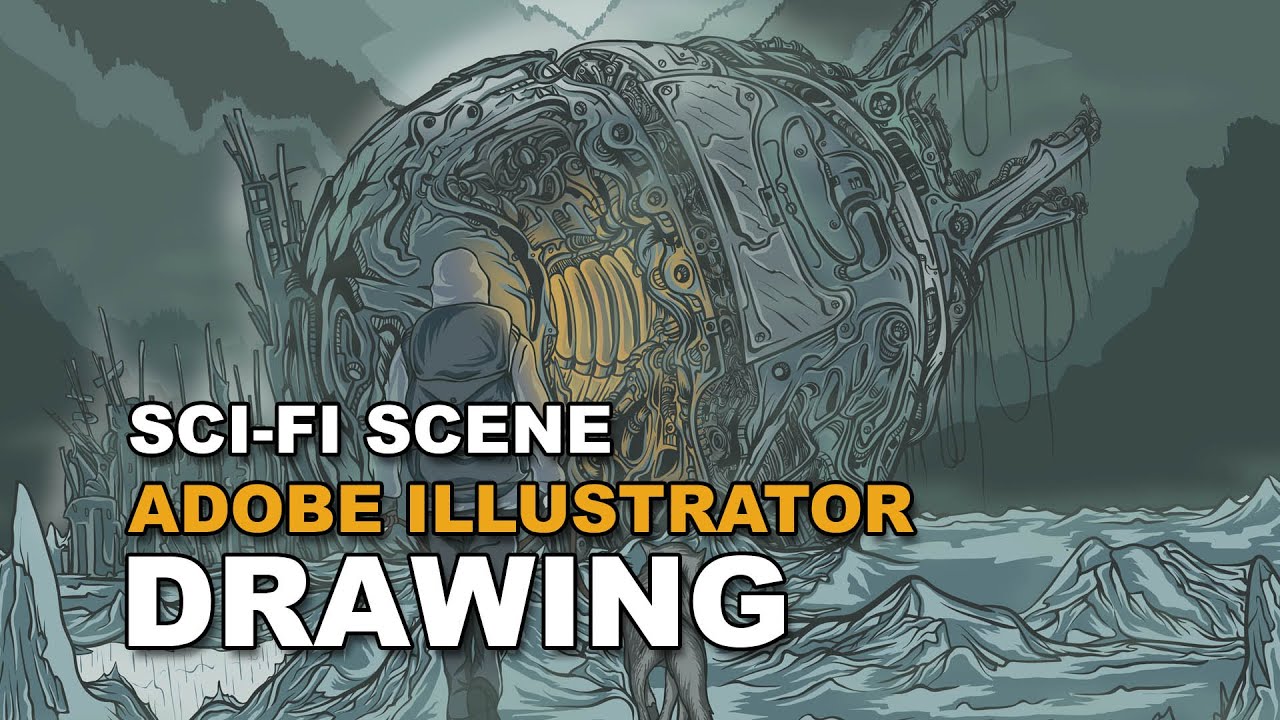 Time Lapse Sci Fi Meadow Adobe Illustrator Drawing Youtube
