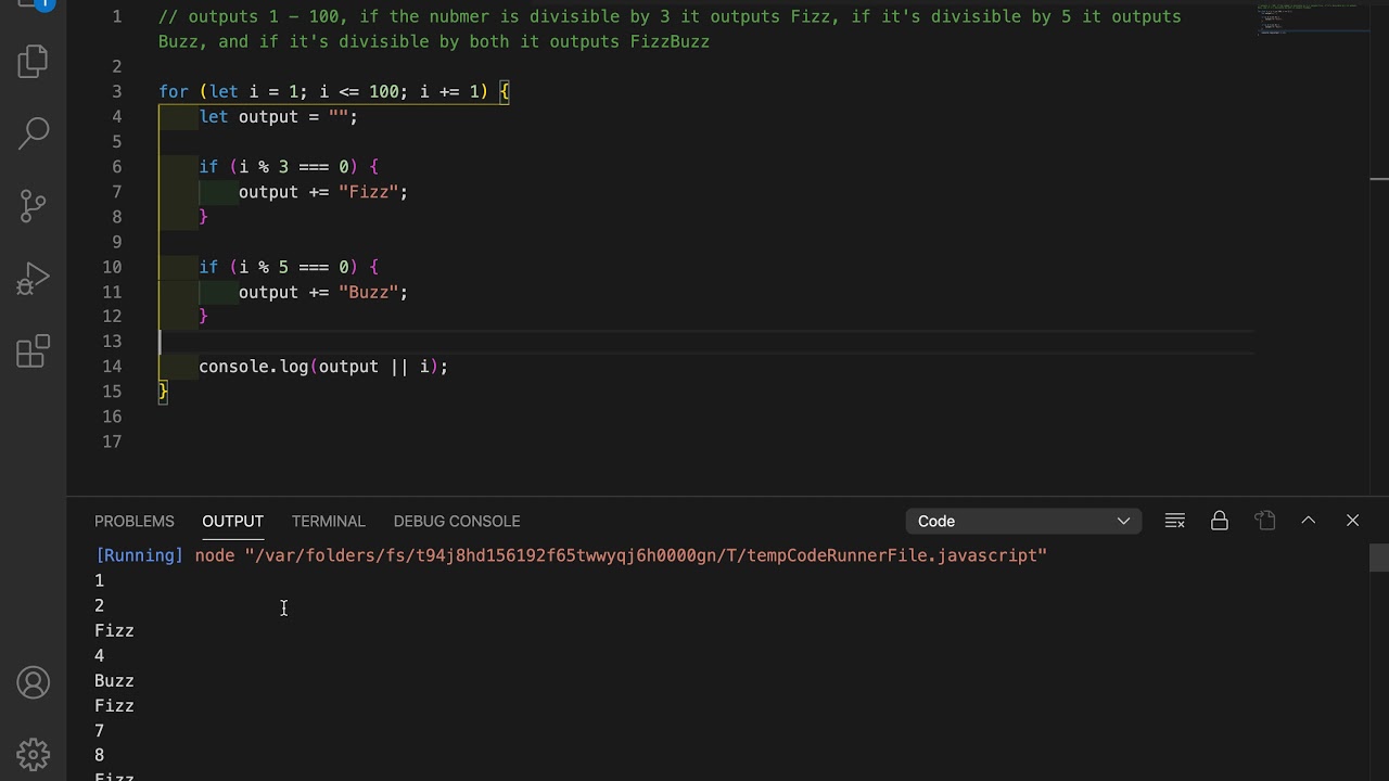Javascript Fizzbuzz Challenge Tutorial Youtube