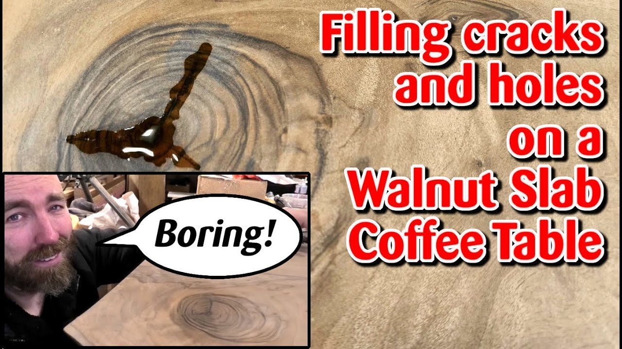 Filling The Cracks And Bug Holes On A Walnut Slab Coffee Table Youtube