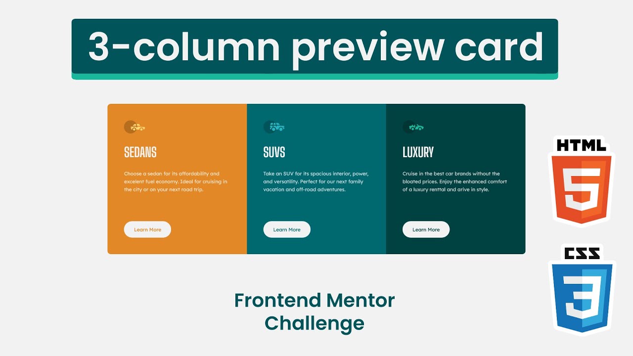 3 Column Preview Component Html Css Frontend Mentor Challenge