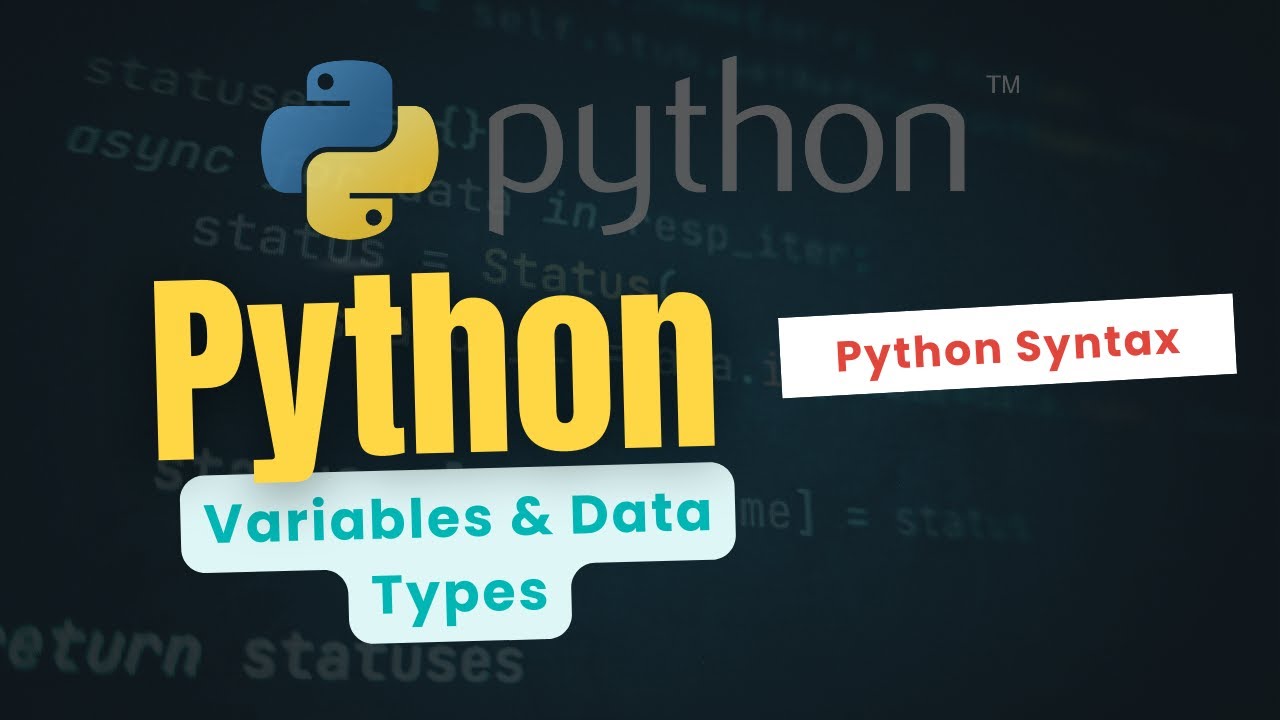 Python Variables And Data Types Youtube